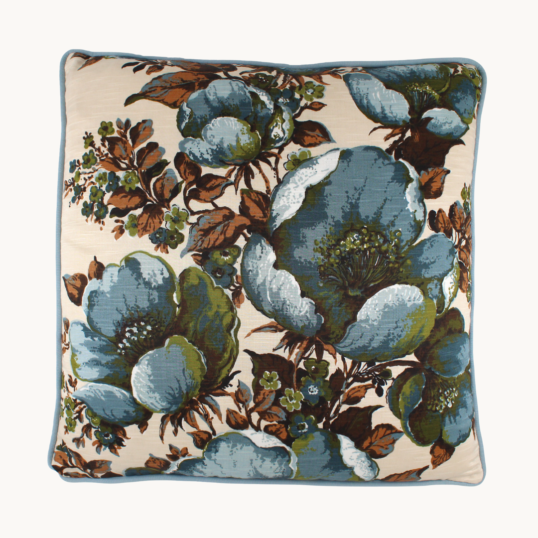 Vintage Blue Floral Luxury Cushions - Becky Lee